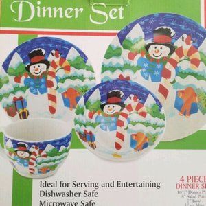 Dining | Snowman Winter Christmas 4 Piece Dinnerware Set | Poshmark